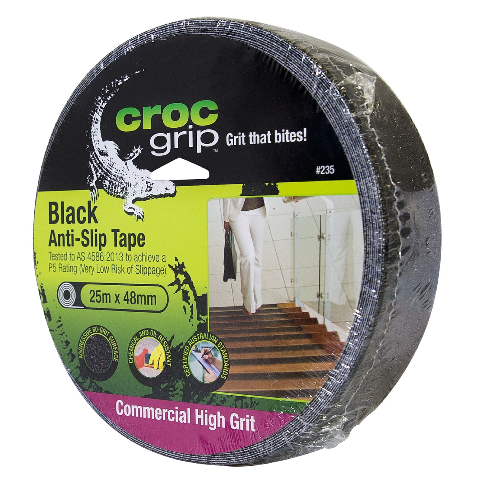 25M x 50MM Black Commercial High Grit Anti-Slip Tape – Croc Grip