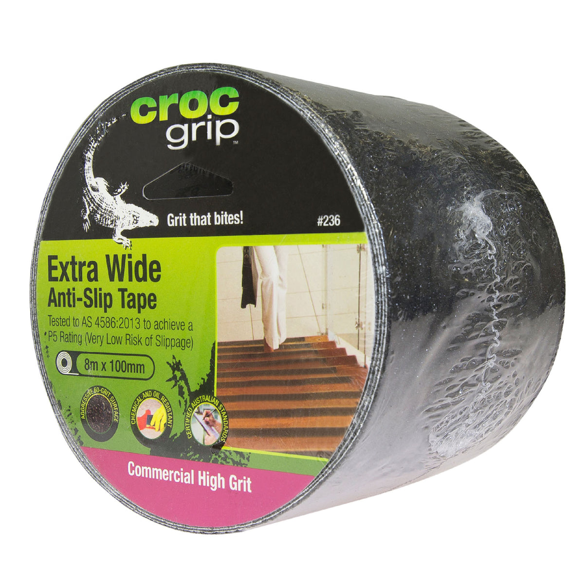 8M x 100MM Black Commercial High Grit Anti-Slip Tape – Croc Grip